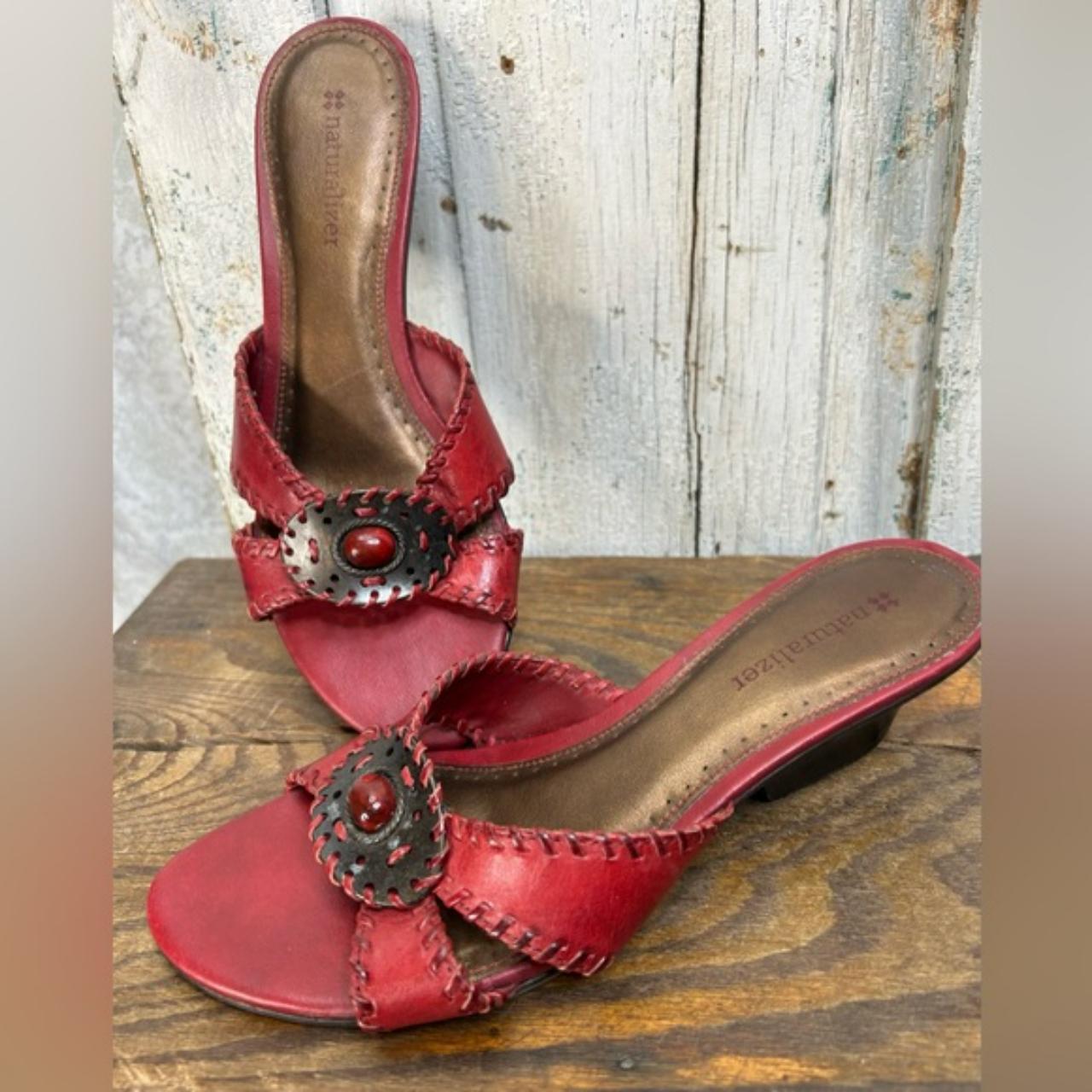 Naturalizer Red Leather Pump Heel Sandals ♥️ Woman’s... - Depop