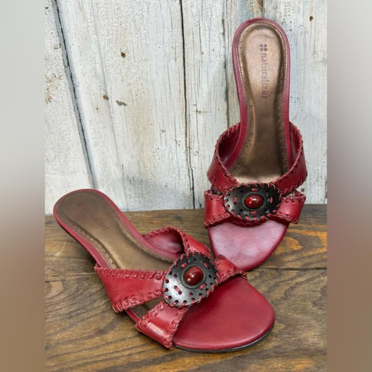 Naturalizer Red Leather Pump Heel Sandals ♥️ Woman’s... - Depop