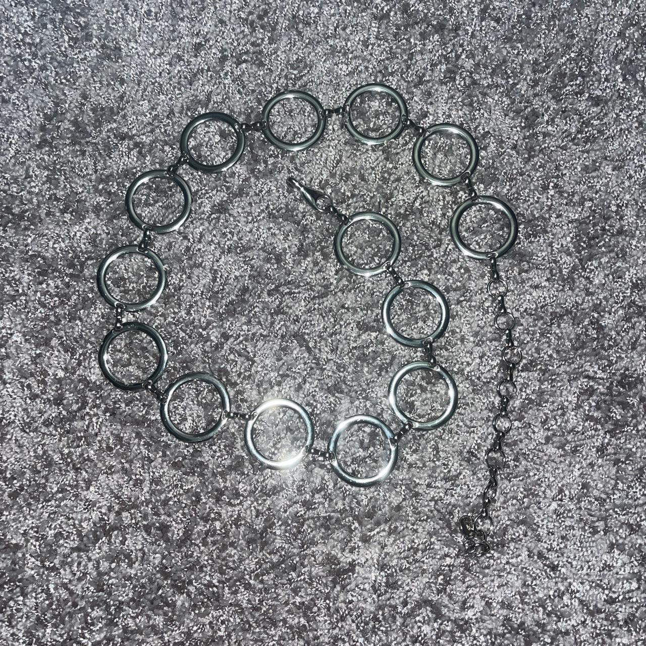 y2k silver hoop chain belt accentuates clothes and... - Depop