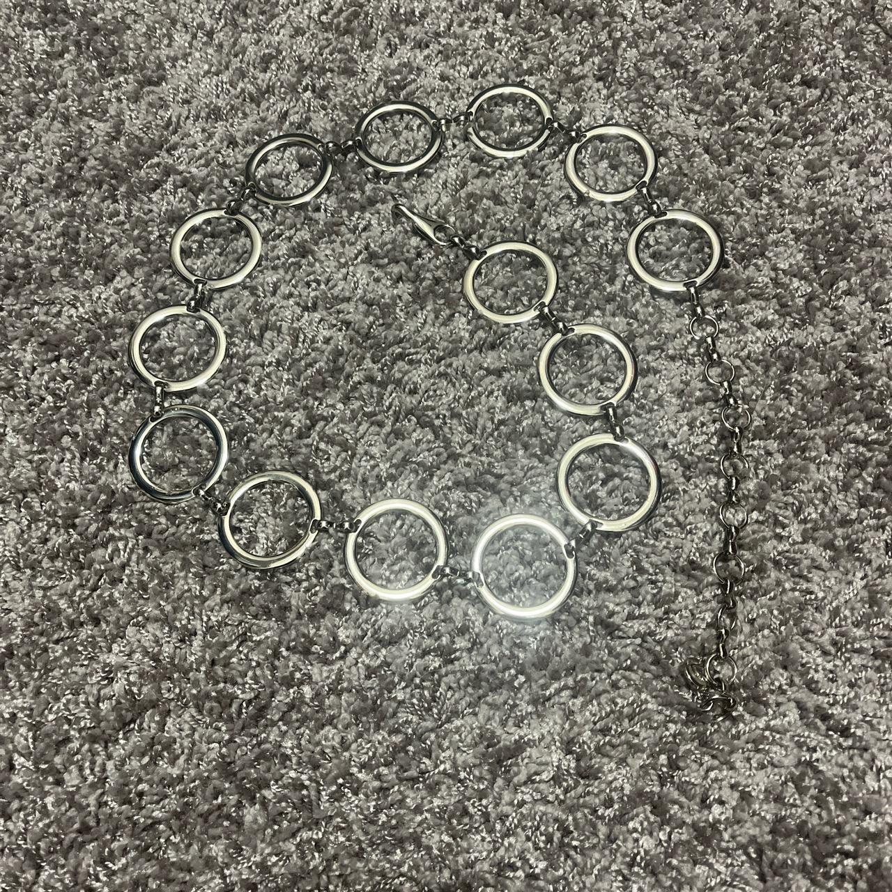 y2k silver hoop chain belt accentuates clothes and... - Depop