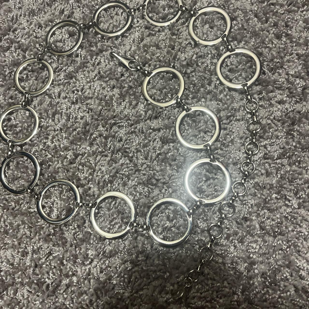 y2k silver hoop chain belt accentuates clothes and... - Depop