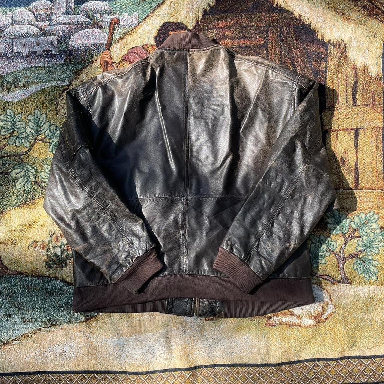 Vintage 90s Faded Essential Leather Jacket 🤎 nice... - Depop