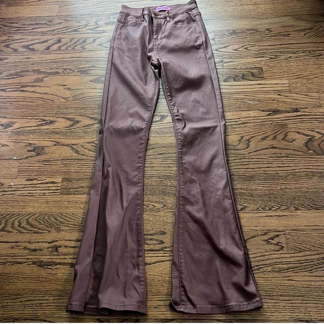 Edikted Brown Leather Pants! Size Small! Super cute!! - Depop