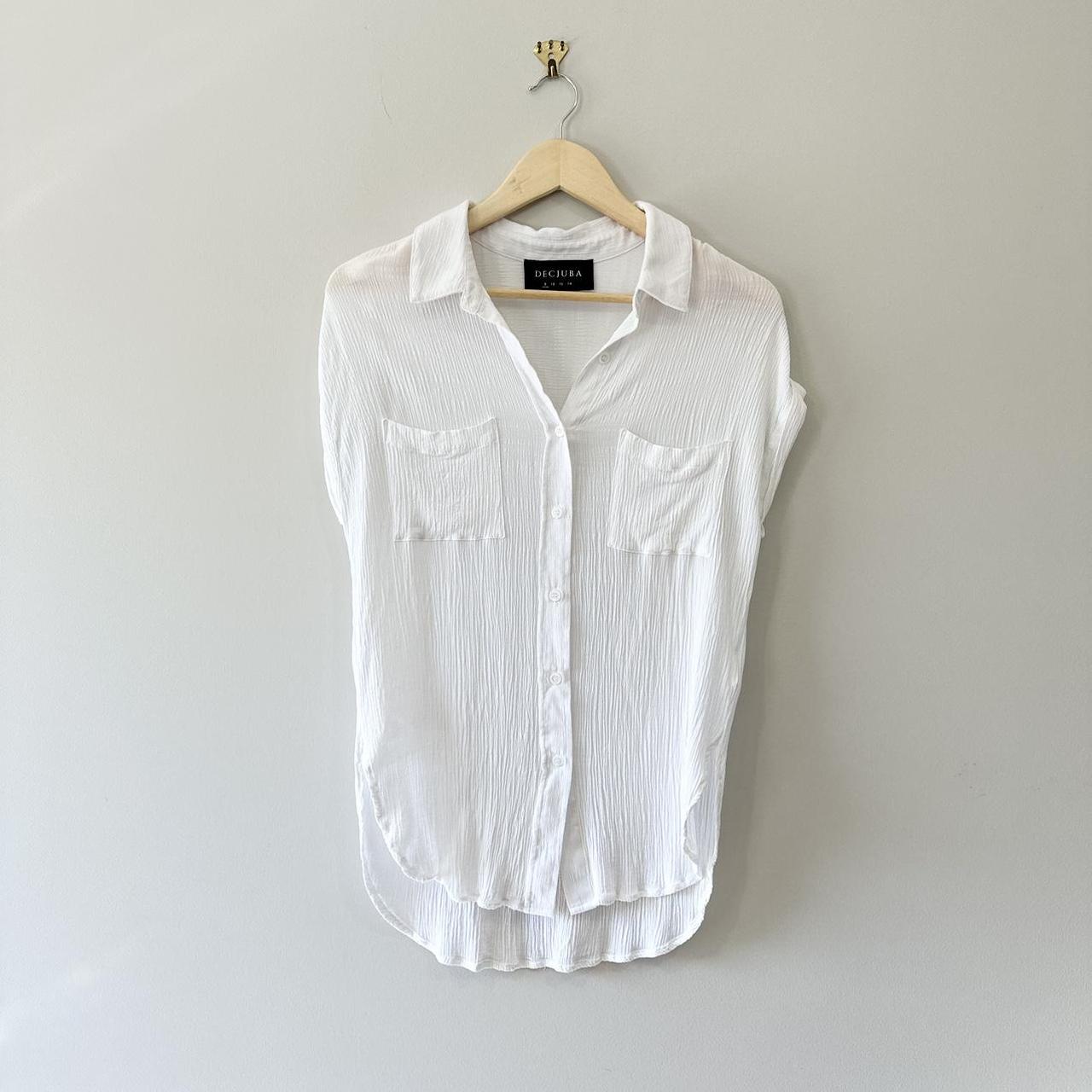 Decjuba white shirt blouse size 8 As new - washed... - Depop