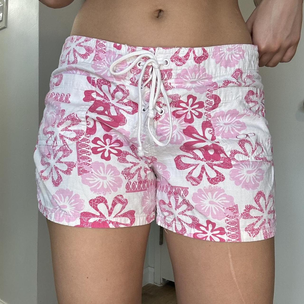 Pink Flower Board Shorts for Swimming or Surfing by... - Depop