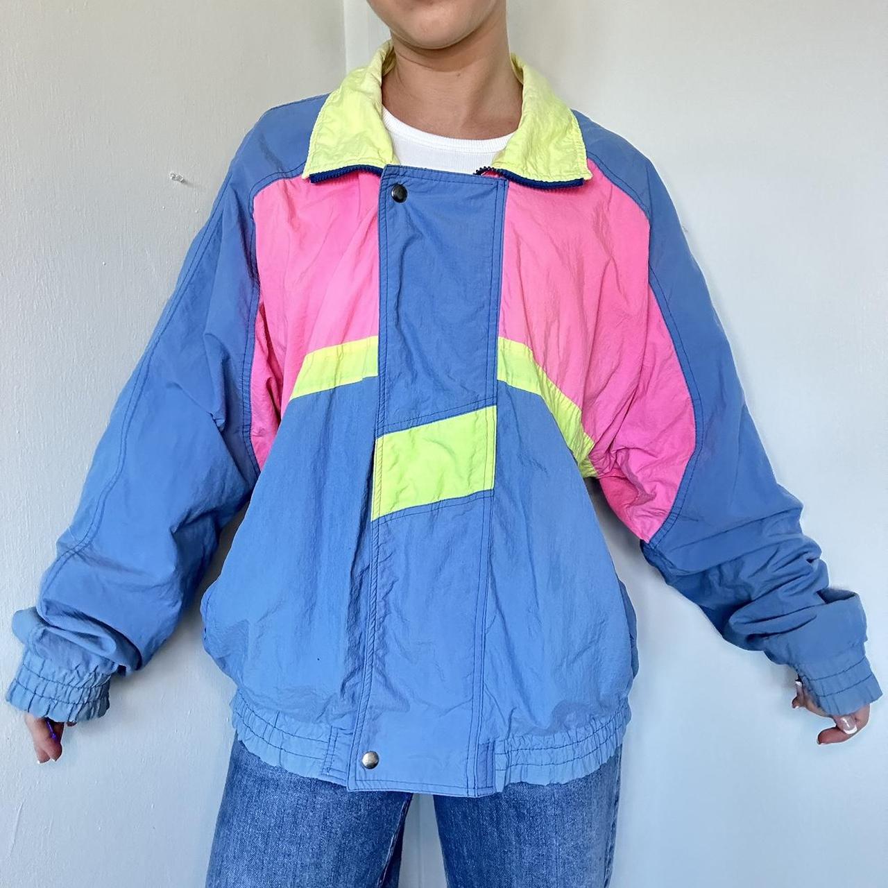 Neon 80s Windbreaker - Depop