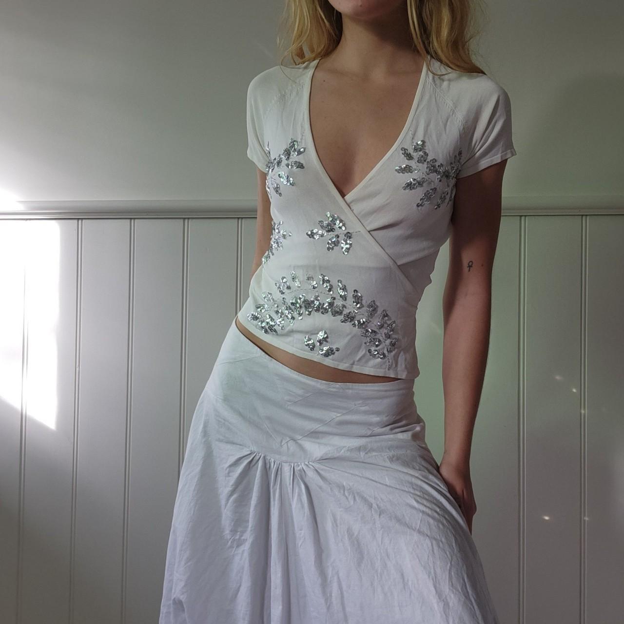 Genuine vintage wrap top Silver sequin detailing... - Depop