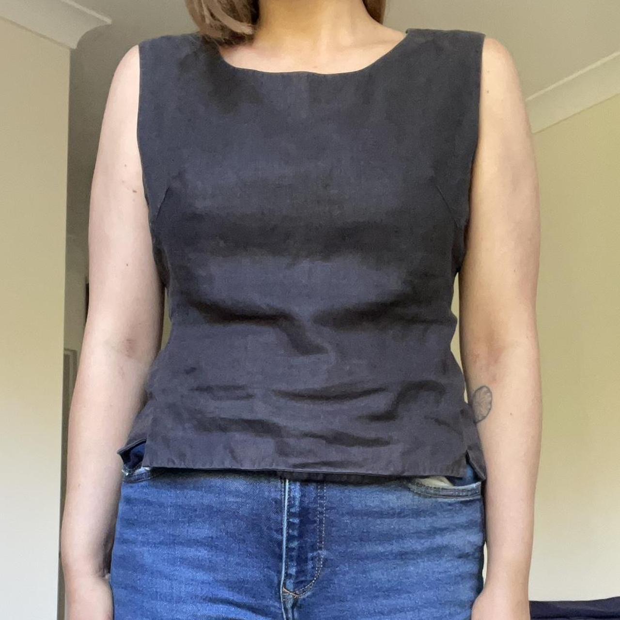 Vintage charcoal grey structured tank most likely... - Depop