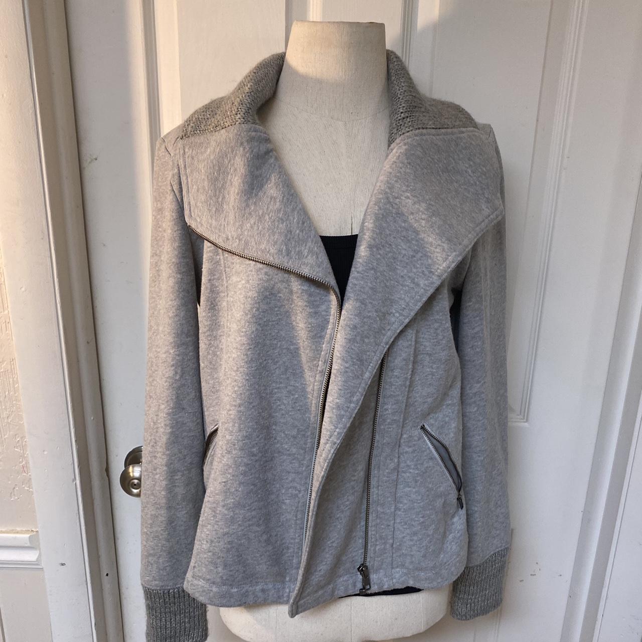 Grey zip up cotton jacket size medium #jacket #preppy - Depop