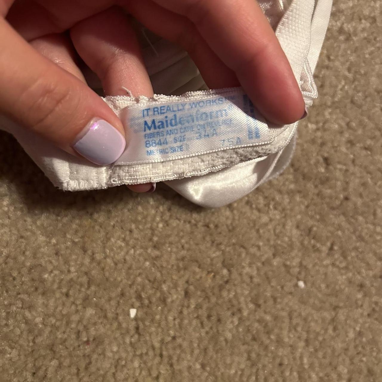 Vintage white satin bra Brand is Maidenform, size... - Depop