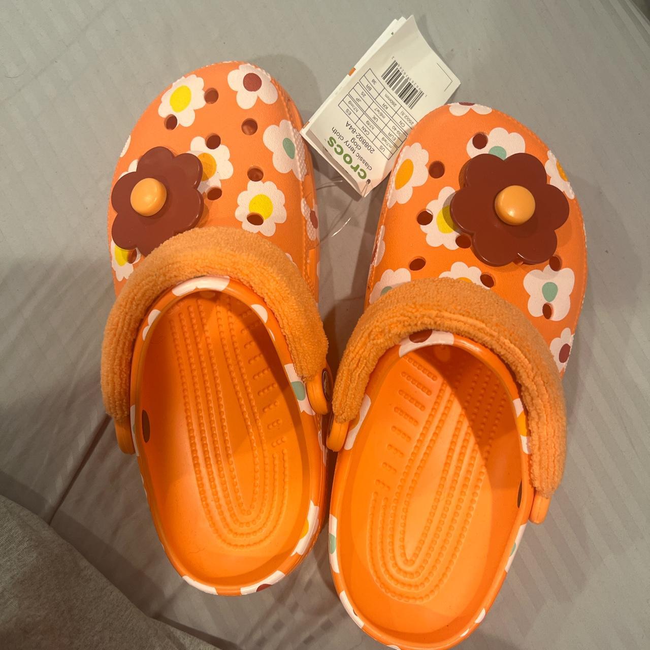 Orange Floral Crocs NWT Size 9W Paid $60 - Depop
