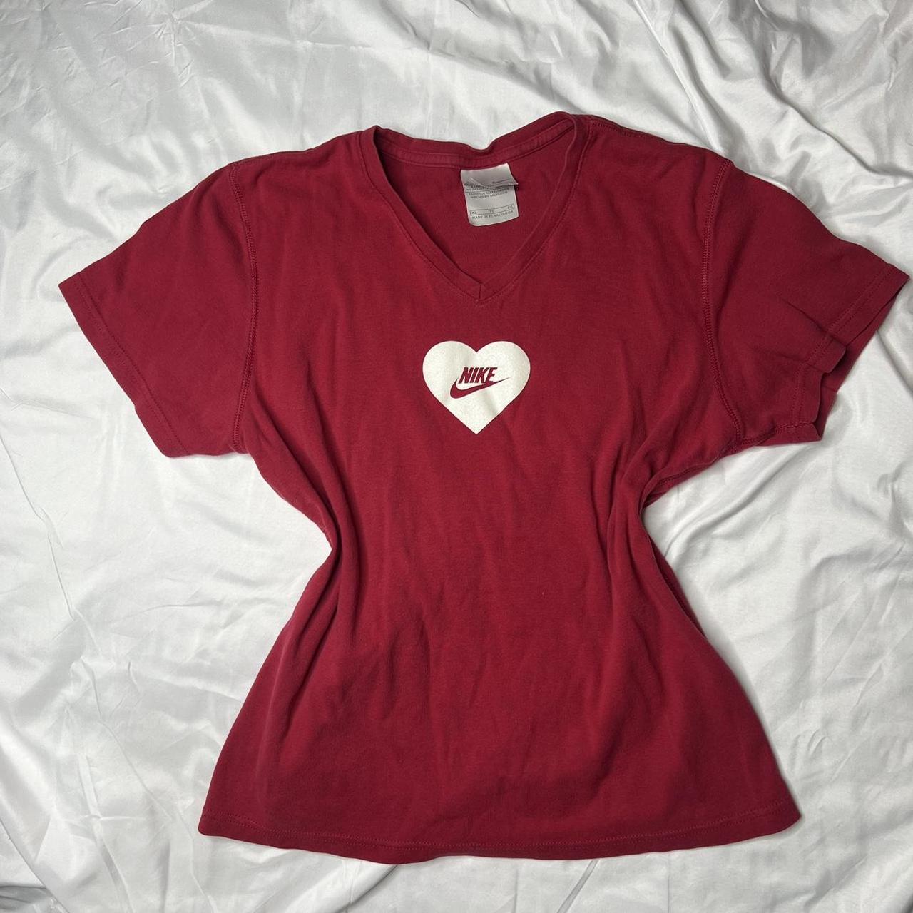 Nike Heart Red Baby Tee Size: XL Pit to Pit... - Depop