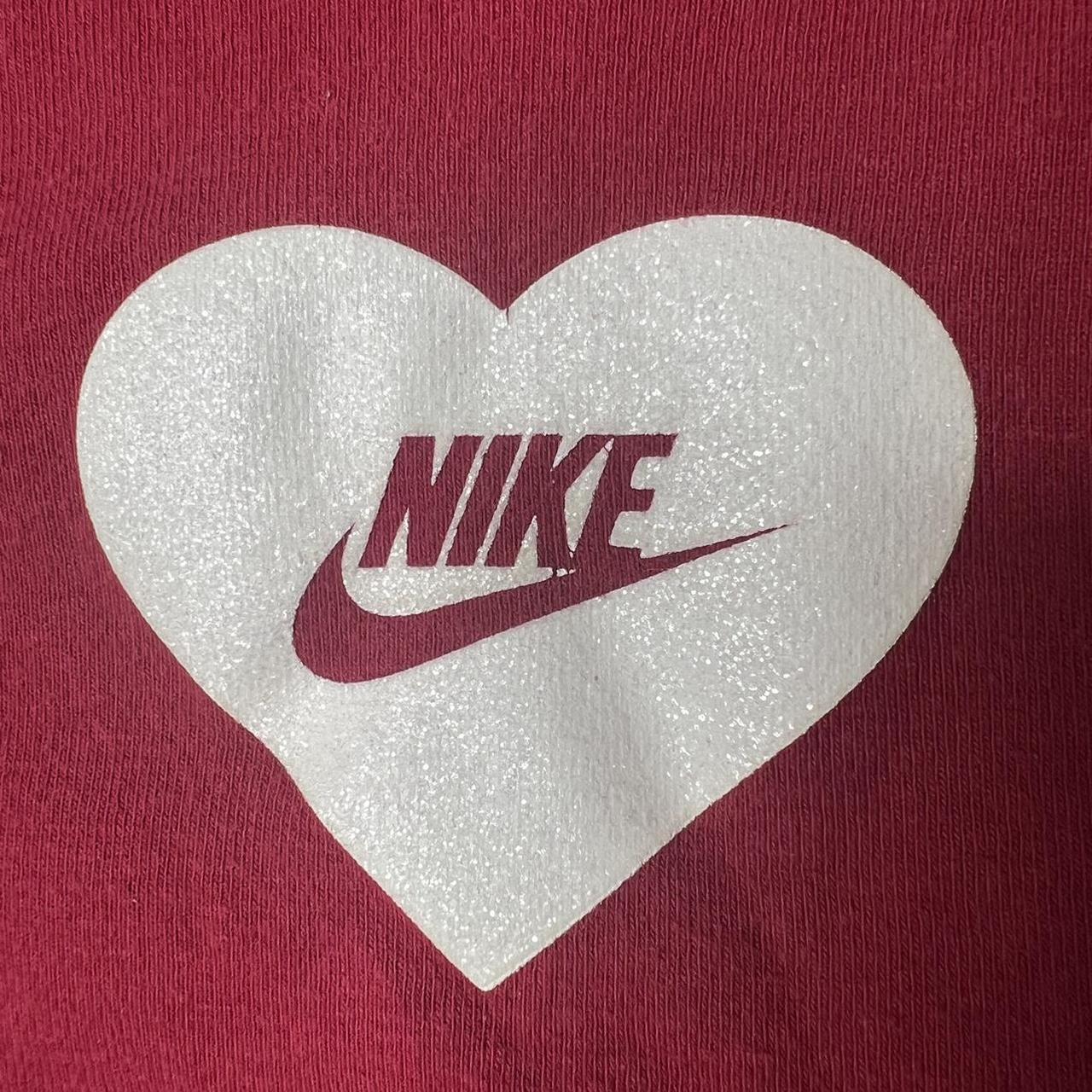 Nike Heart Red Baby Tee Size: XL Pit to Pit... - Depop
