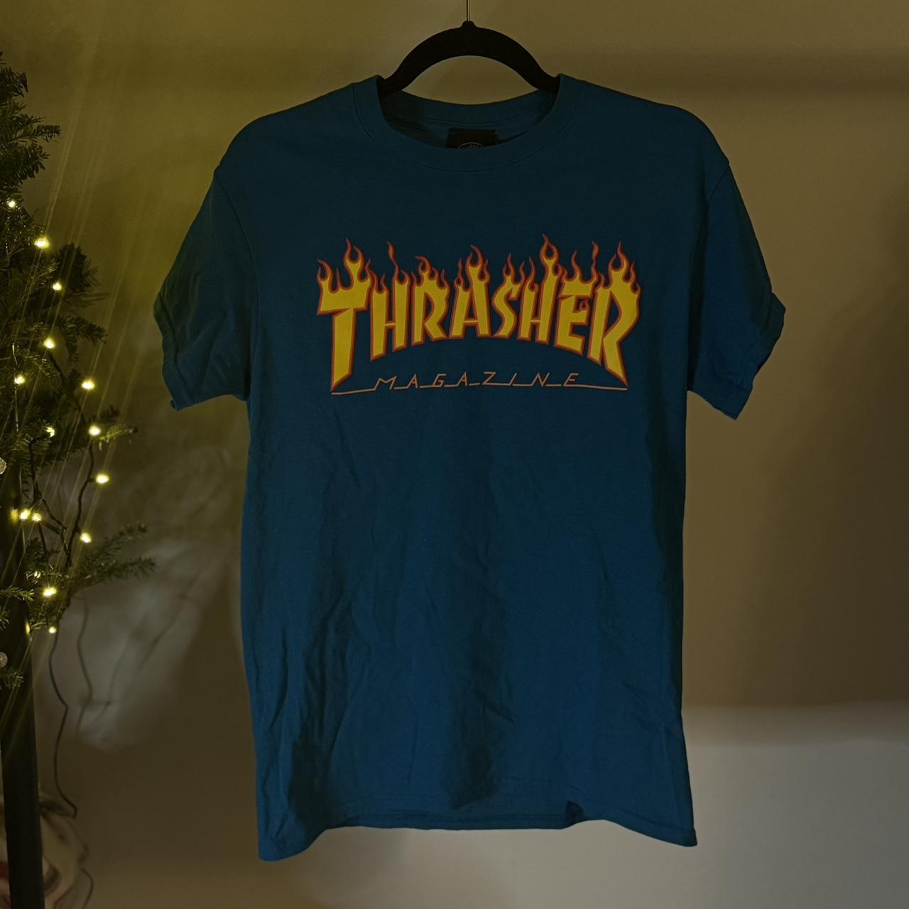 Navy blue Thrasher t-shirt #skateculture | Depop