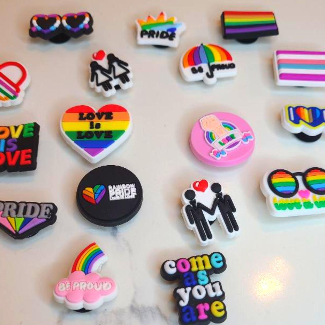 These colorful LGBTQ Pride Croc Charms come in a... - Depop