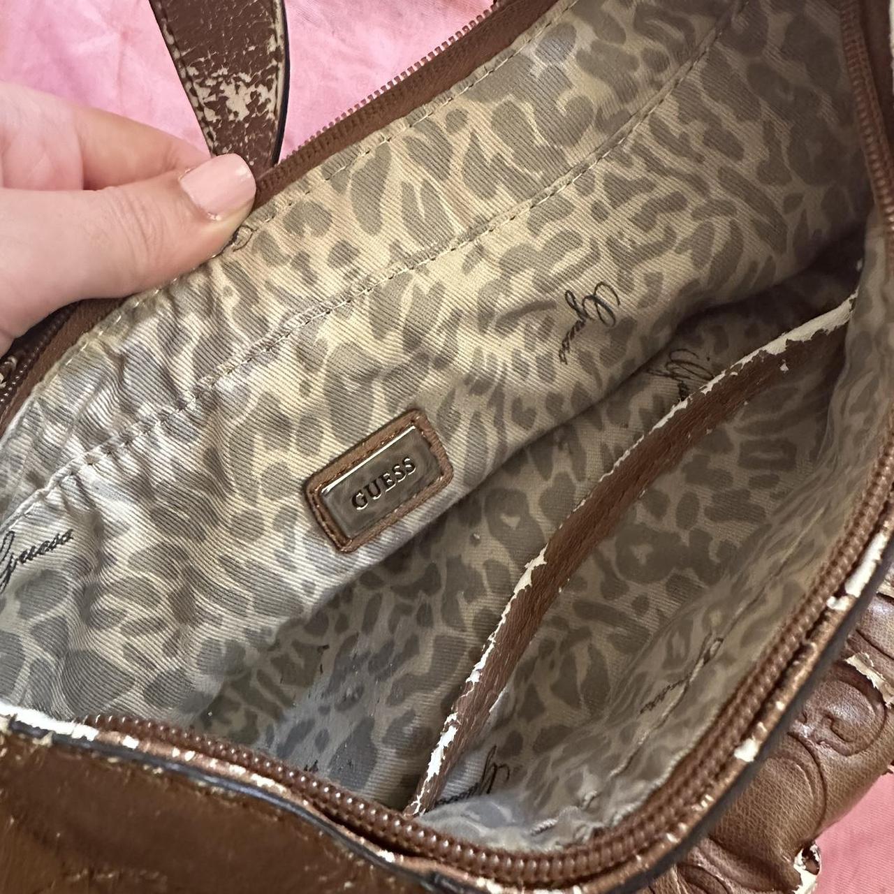 brown leather Guess purse ☆ cute cheetah interior... - Depop