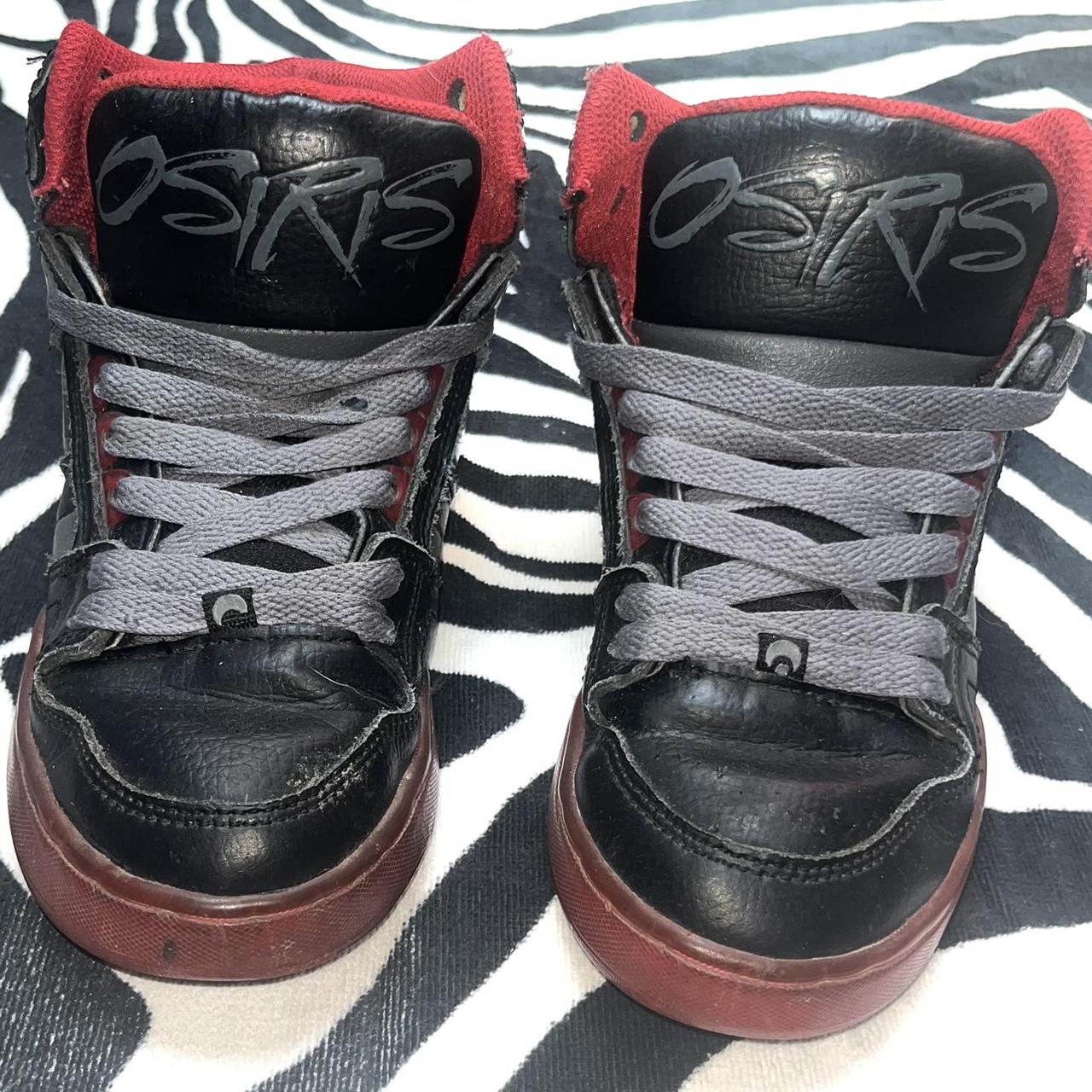 Osiris Samurai Black & Red high top Size: 5 mens In... - Depop