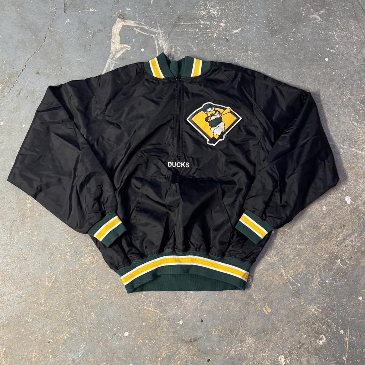 80s made in USA Oregon Ducks black and green jacket... | Depop