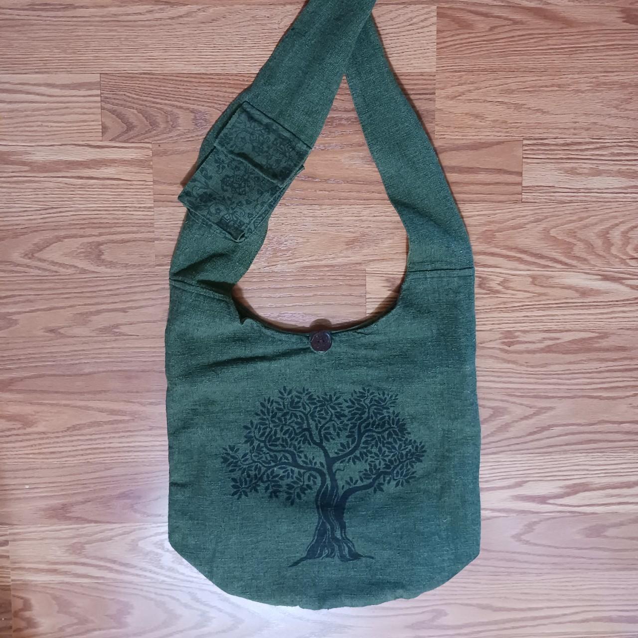 TREE OF LIFE print detail crossbody bag Forest green... - Depop