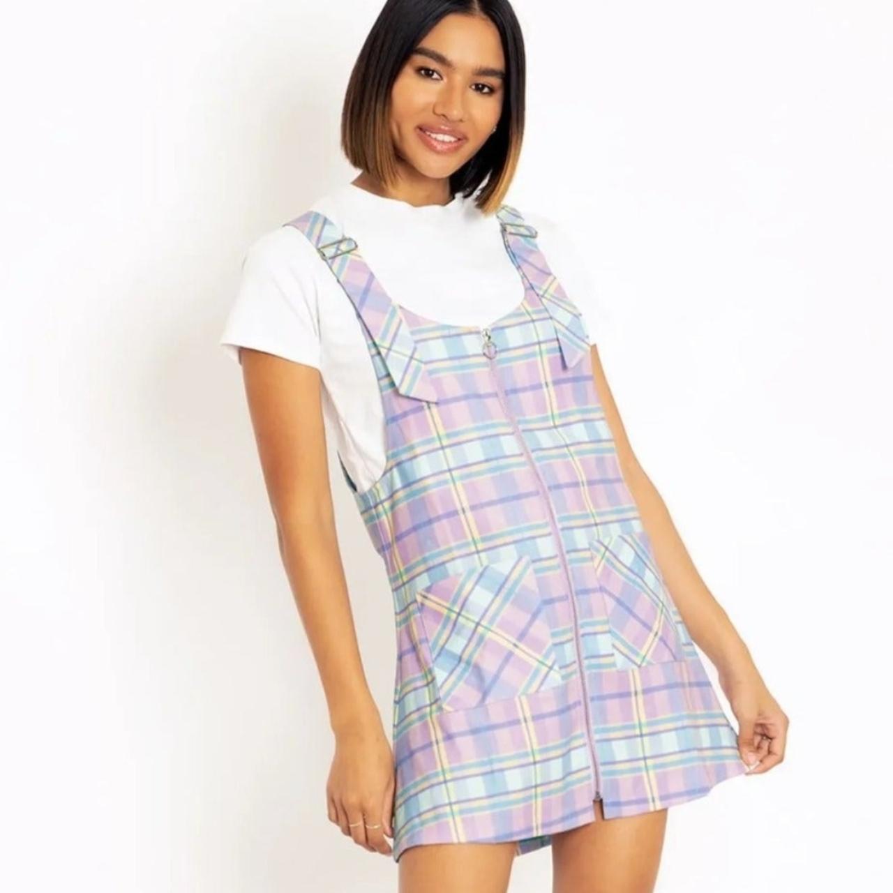 TARTAN CANDY PASTEL PINNY DRESS (18)... - Depop