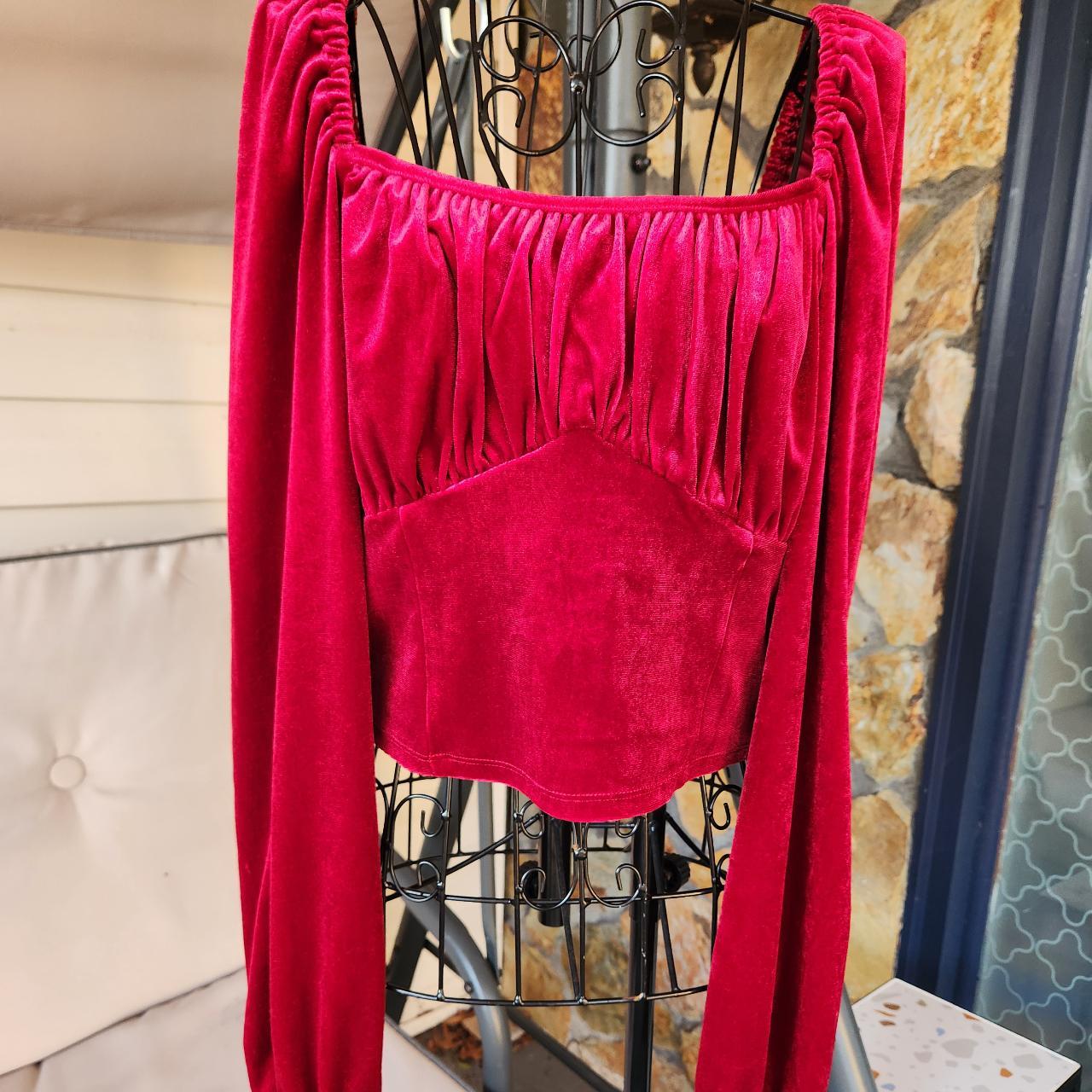 NWT Chelsea & Violet red velvet blouse • Size... - Depop