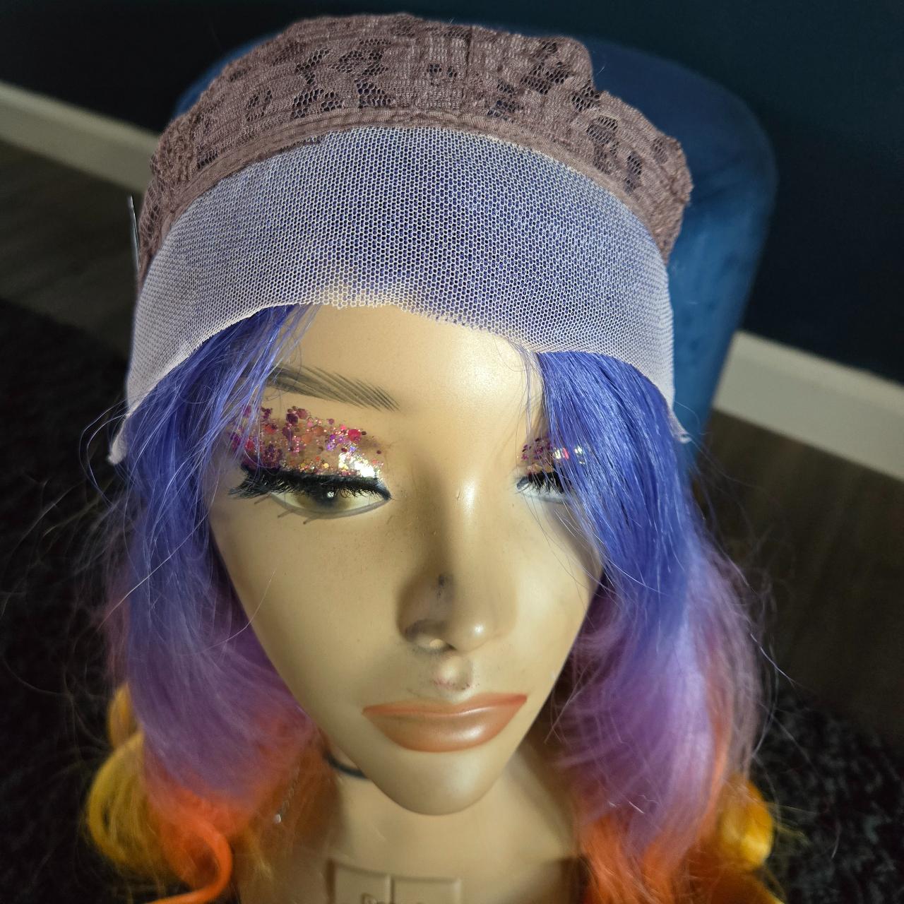 Orange to purple ombre sunset colored lace front wig... - Depop