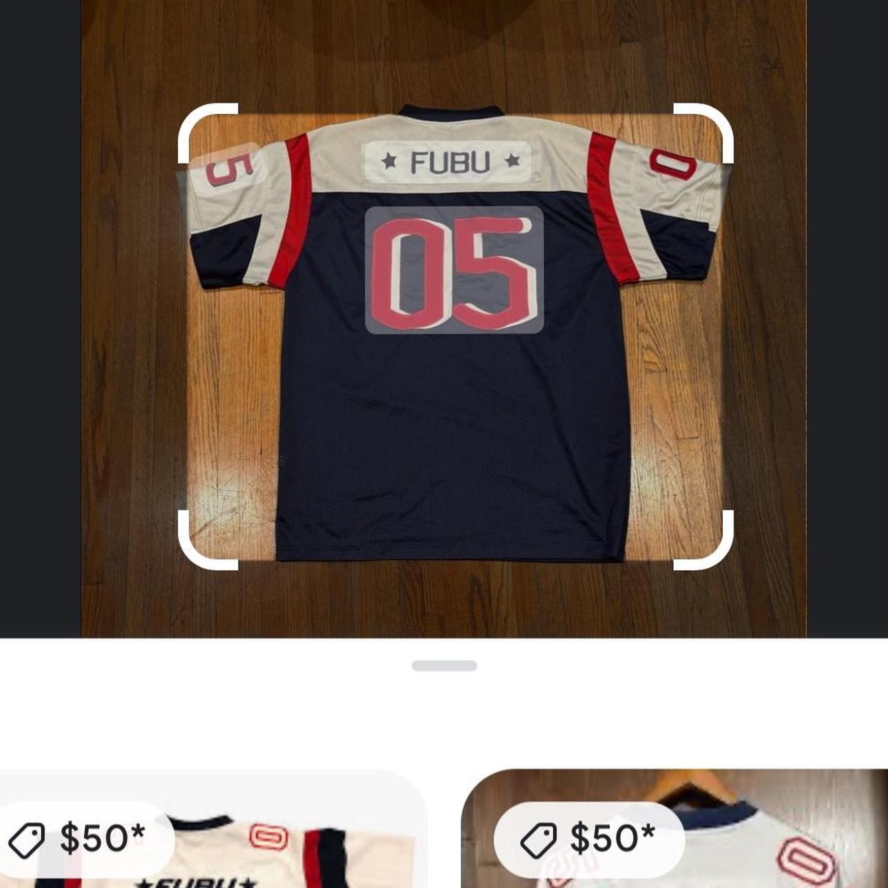 Fubu navy and red jersey 2005 #streetwear #baggy... - Depop
