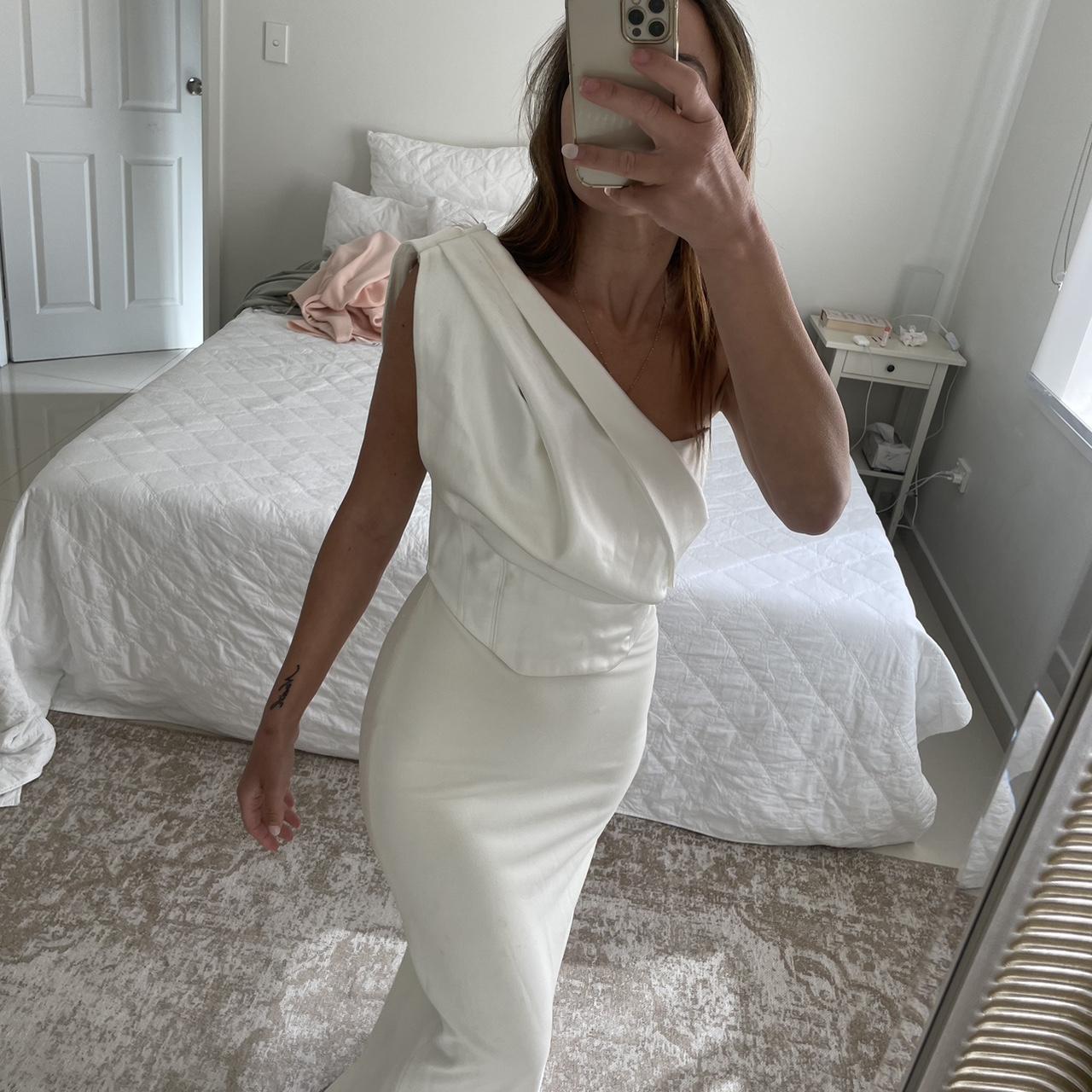 Solace London white dress Size 8 Has stretch in it... - Depop