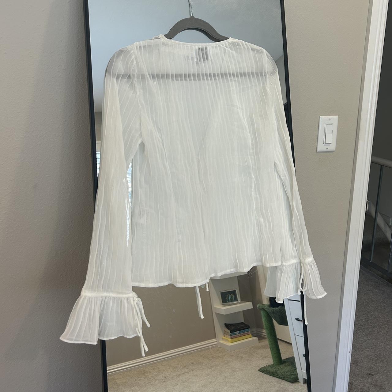 Princess Polly tie front top Sheer fabric Tie sleeve... - Depop