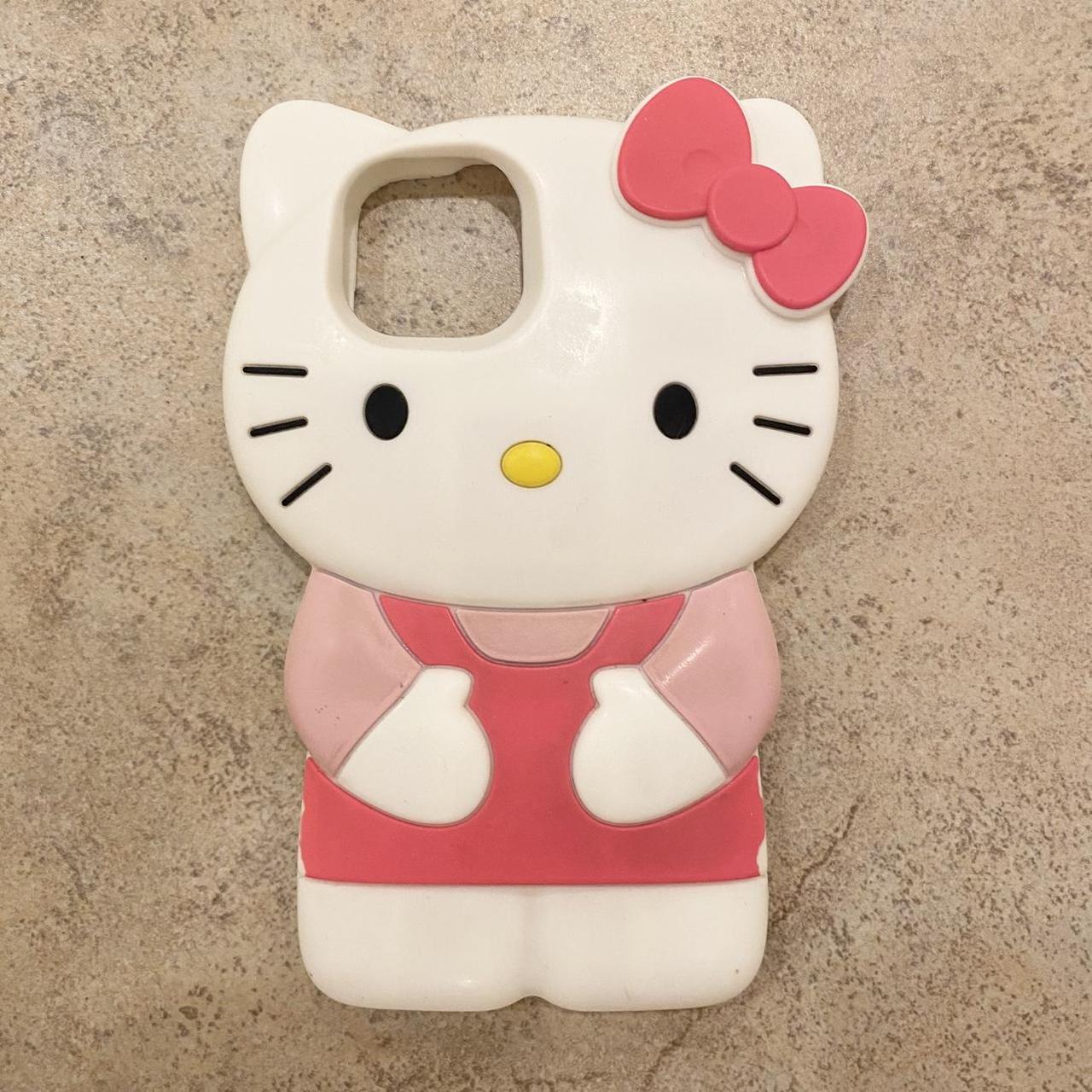 -white hello kitty rubber phone case for iPhone... | Depop