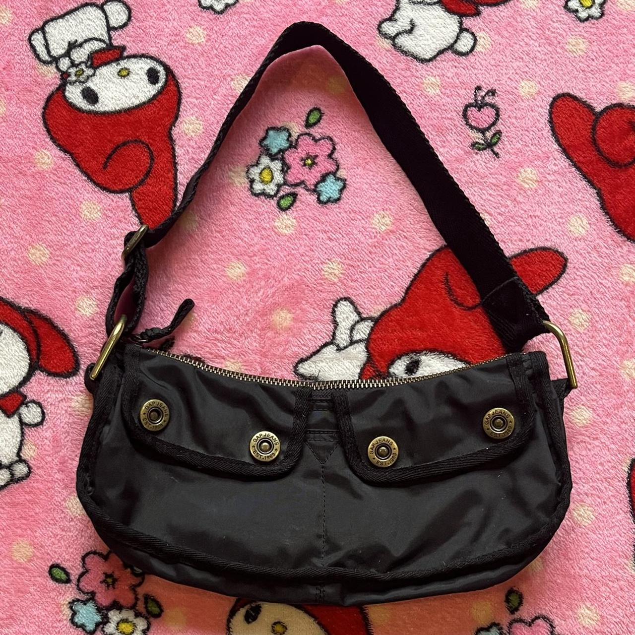 Y2k black handbag🖤 Gold hardware with buttons,... - Depop