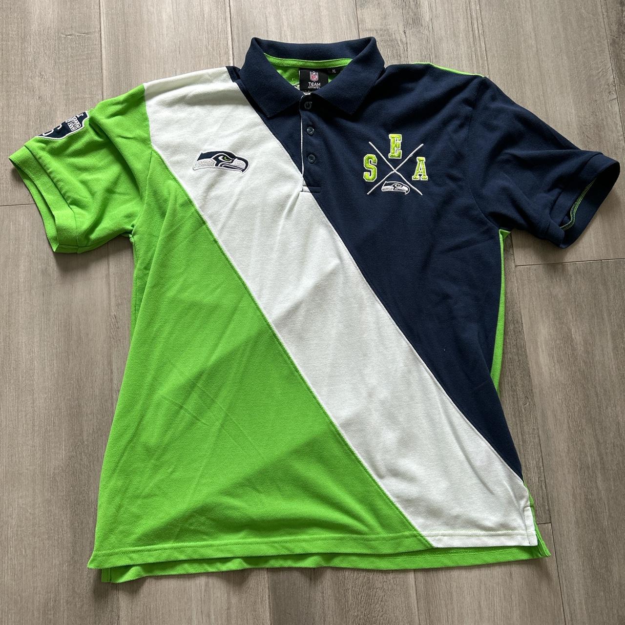 NFL Apparel Mens Seahawks polo XL worn twice dm with... - Depop