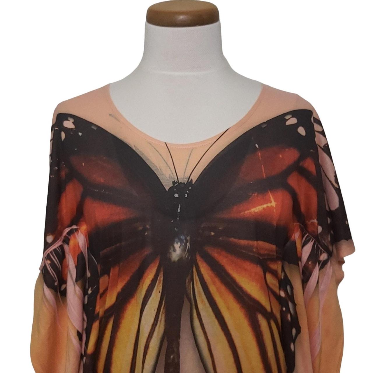 Unity Beach Butterfly Screenprint Batwing Open Tie... - Depop