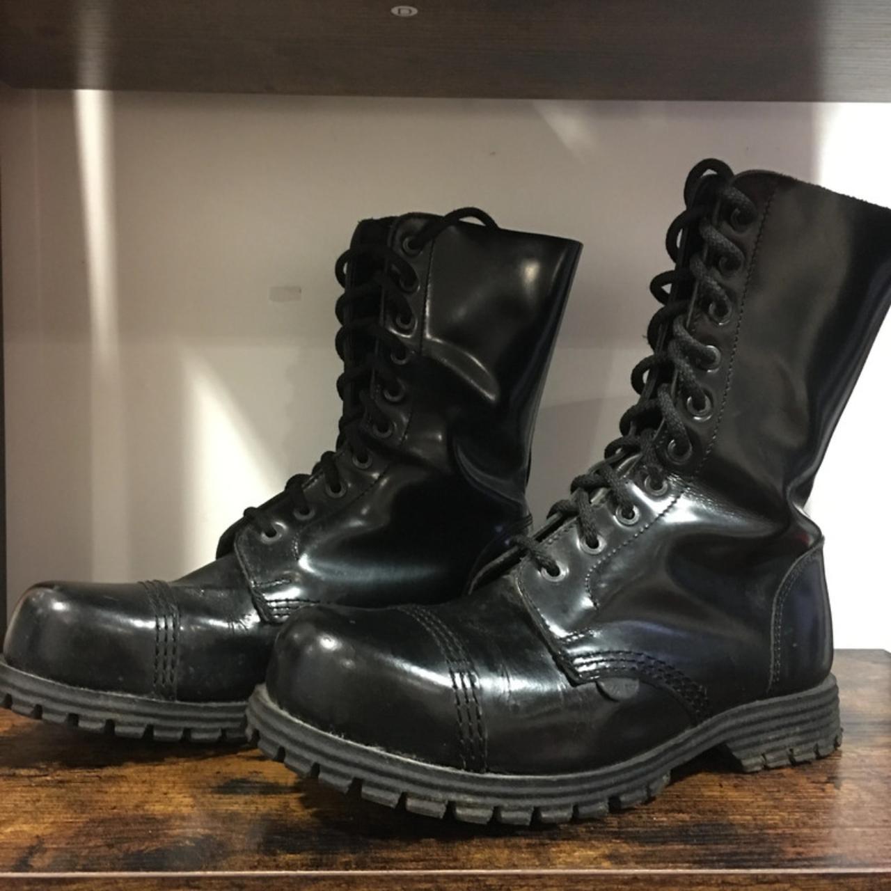 Underground Originals Leather Combat Boots Size 9... - Depop