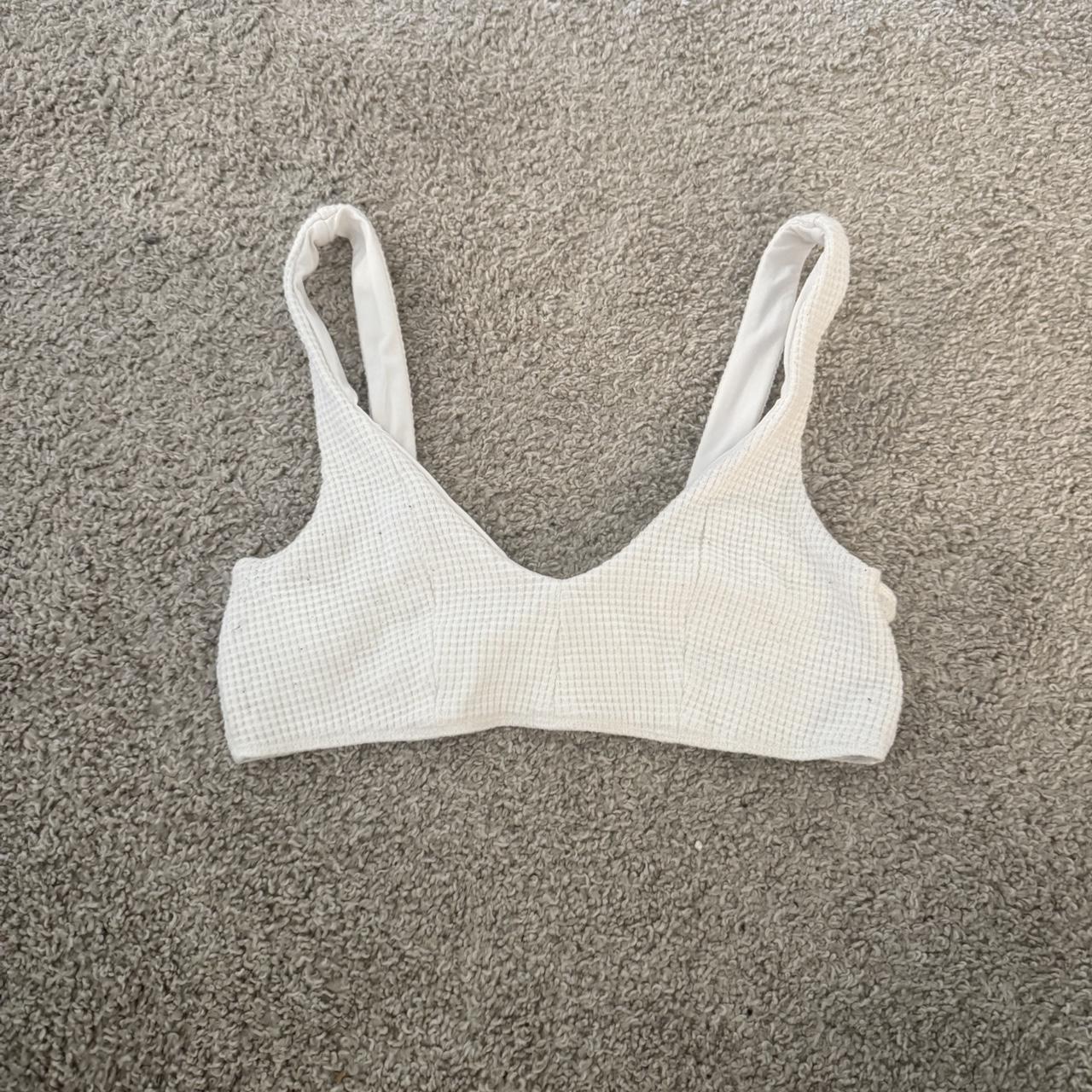 alo yoga waffle bra size small ivory color no rips... | Depop