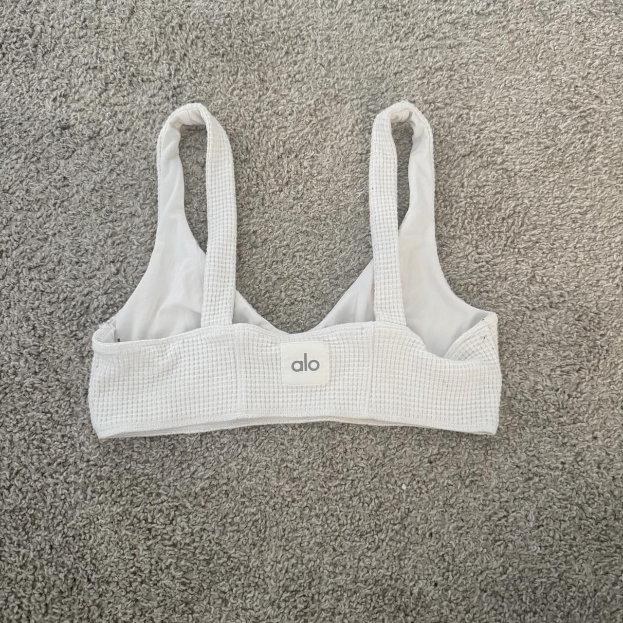 alo yoga waffle bra size small ivory color no rips... | Depop