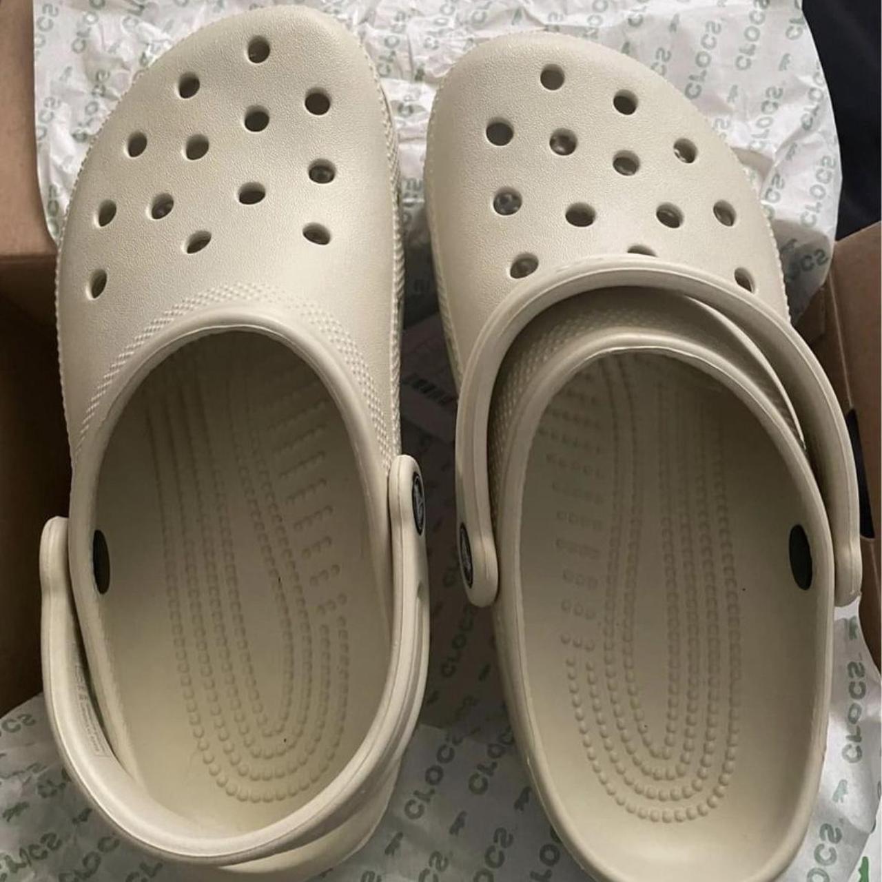 Crocs Women's Cream Sandals | Depop