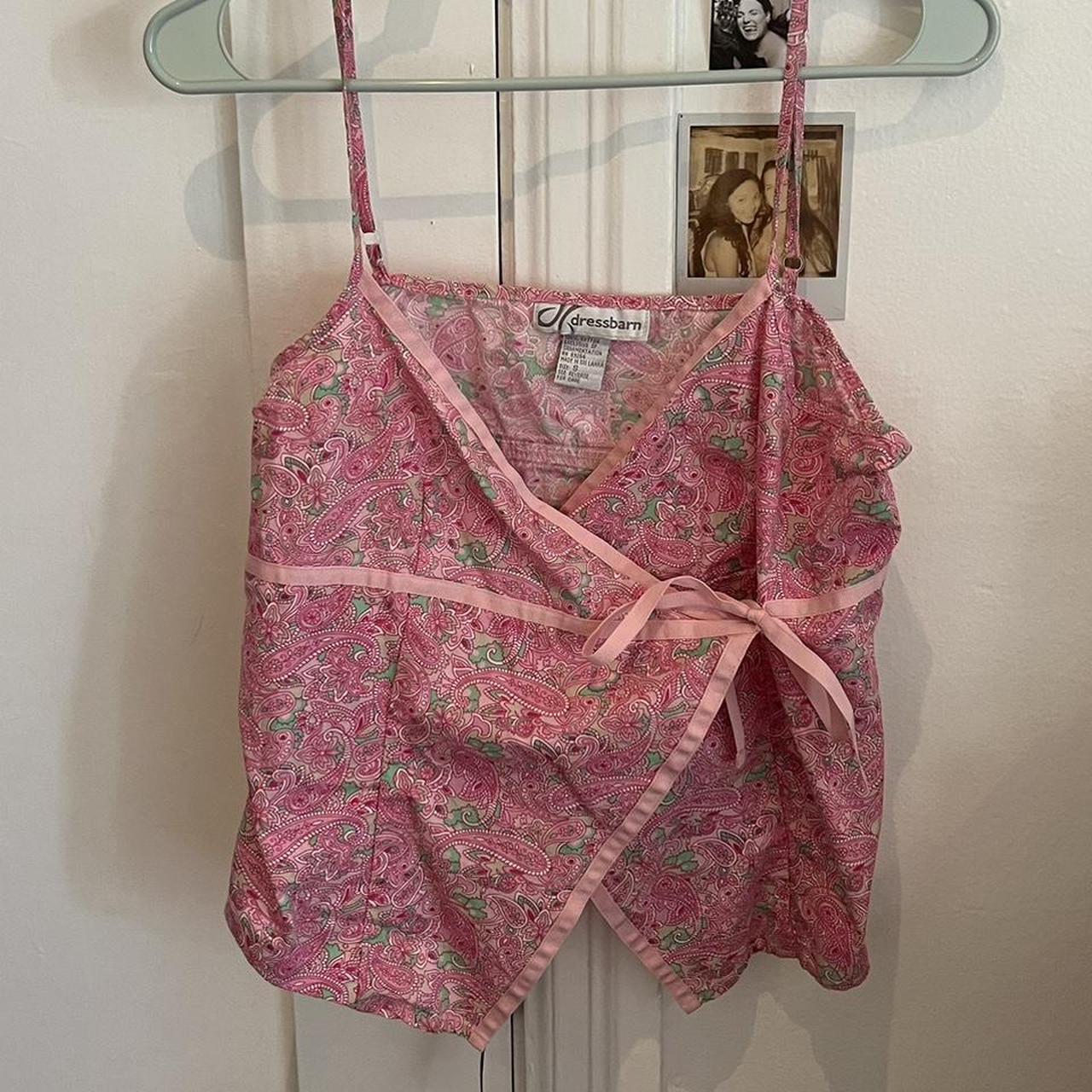 Vintage pink wrap top 🎀 So cute and adjustable... - Depop