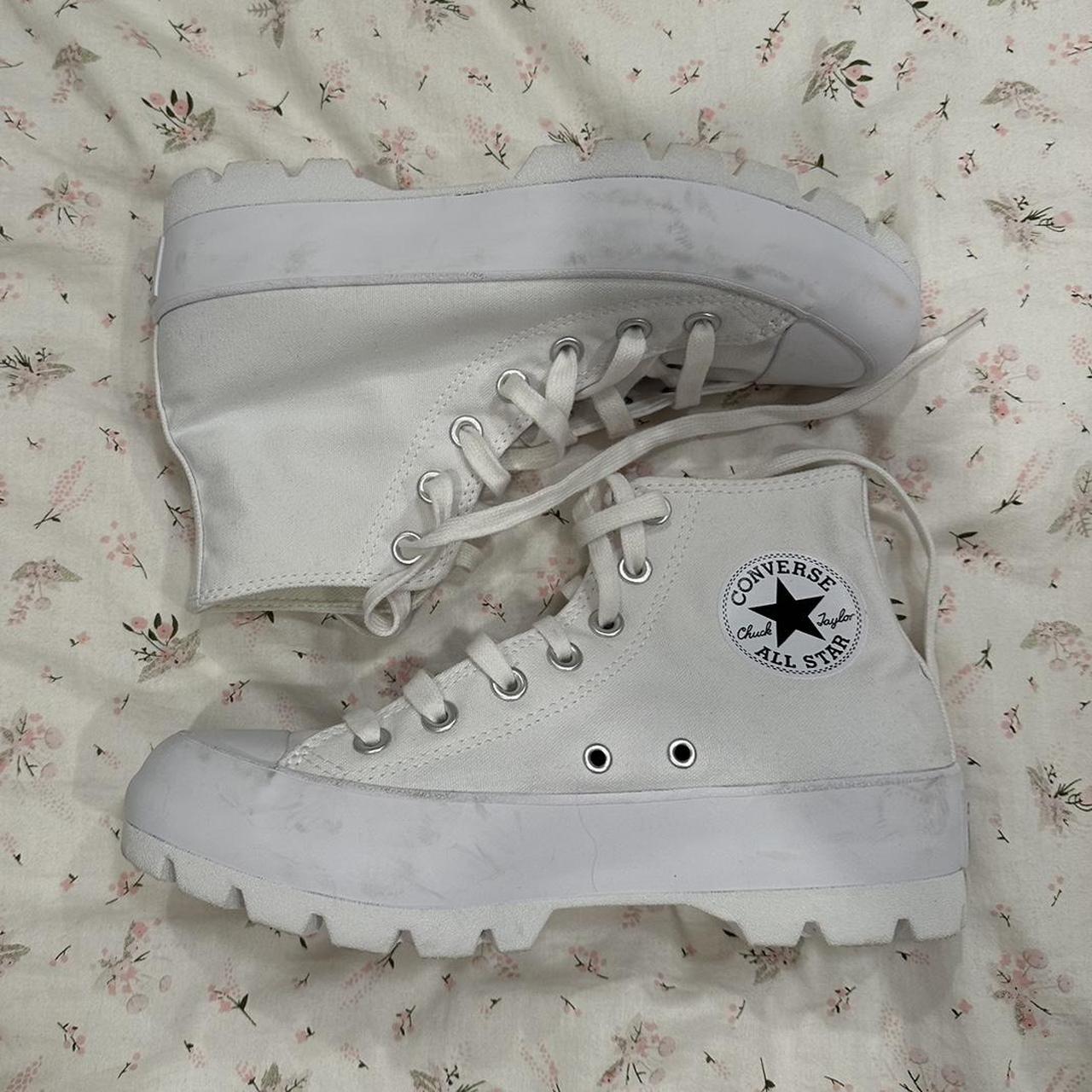White Platform Converse! Size: women’s 7.5 So... - Depop