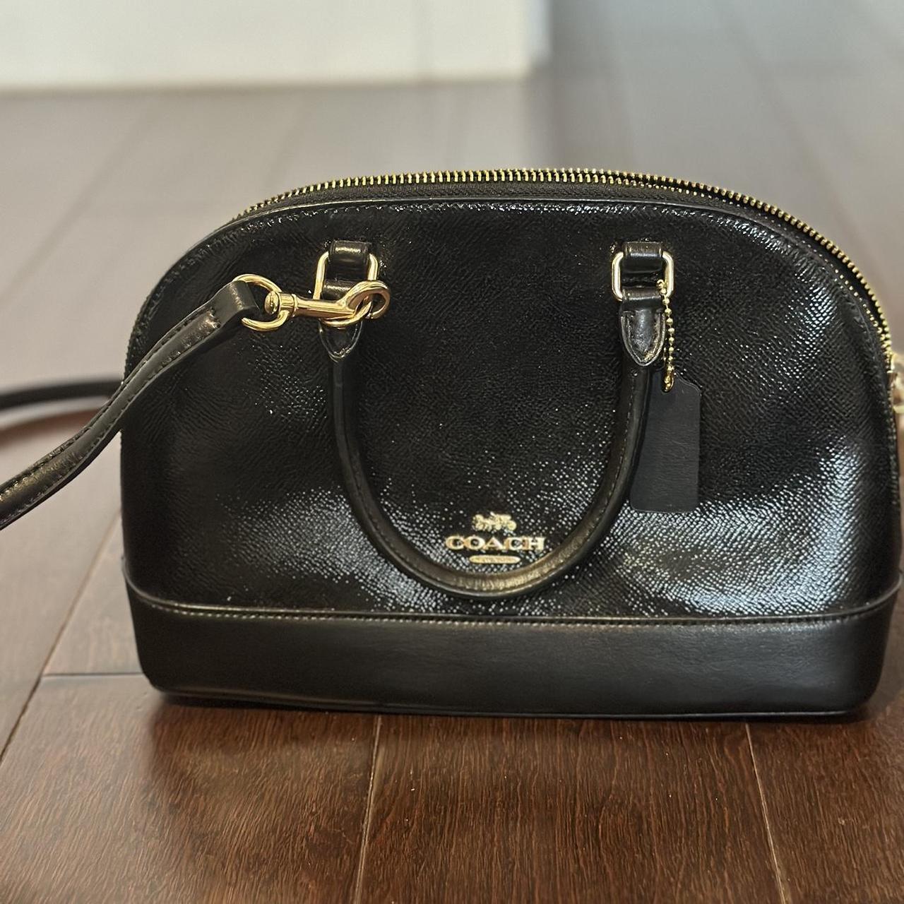 Coach Mini Sierra Black Cross Grain Leather Satchel... - Depop