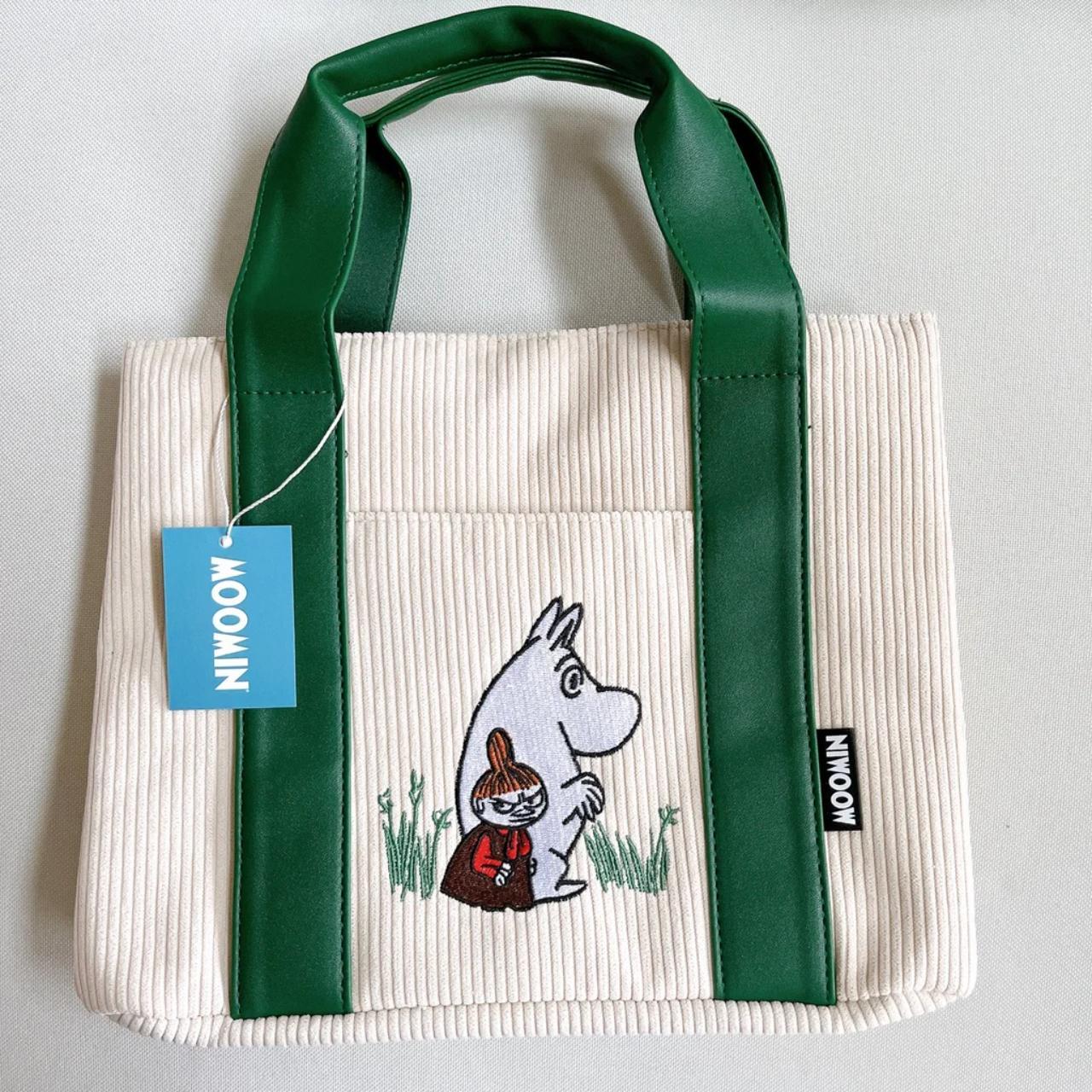 Brand New embroidery Moomin fabric handbag with faux... - Depop