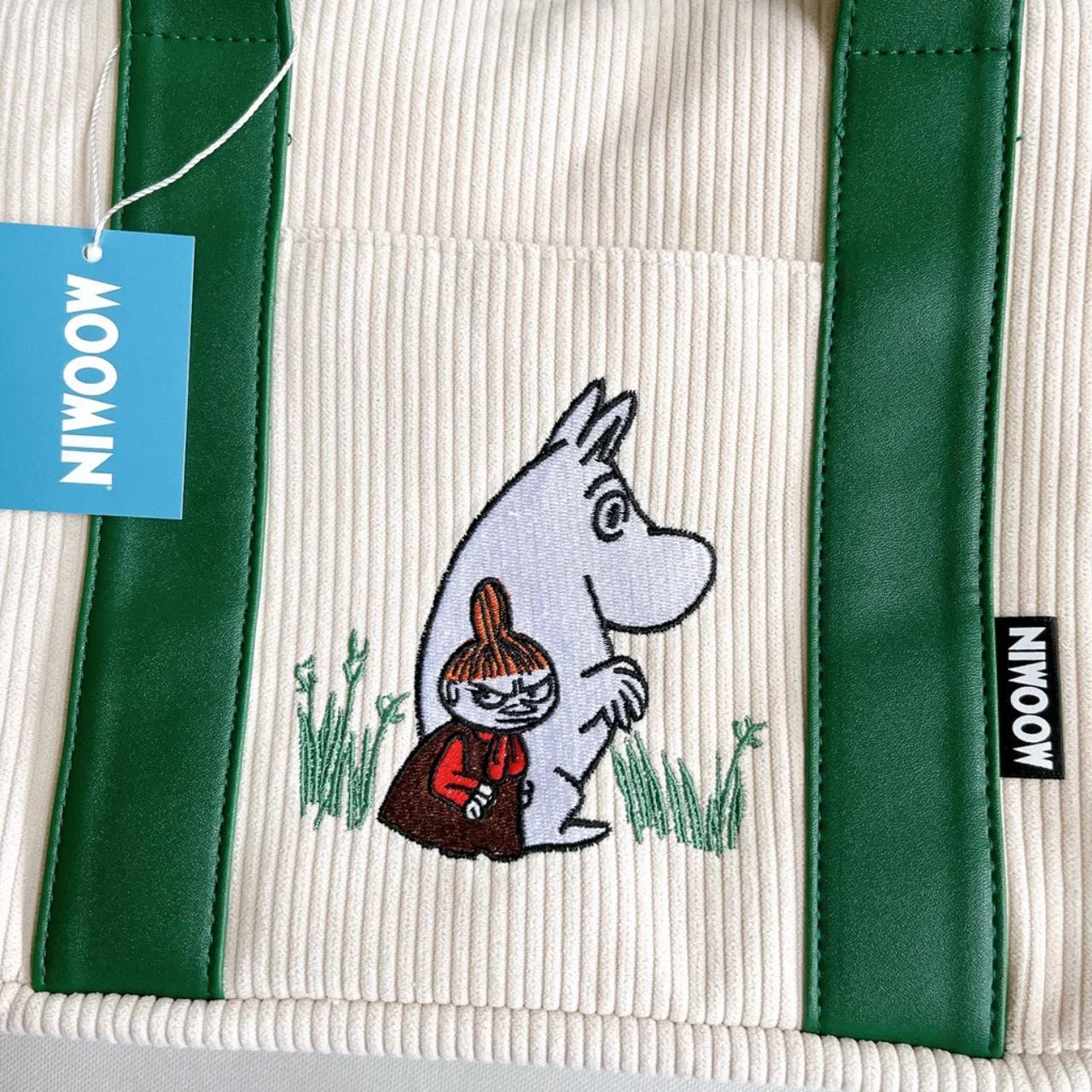 Brand New embroidery Moomin fabric handbag with faux... - Depop