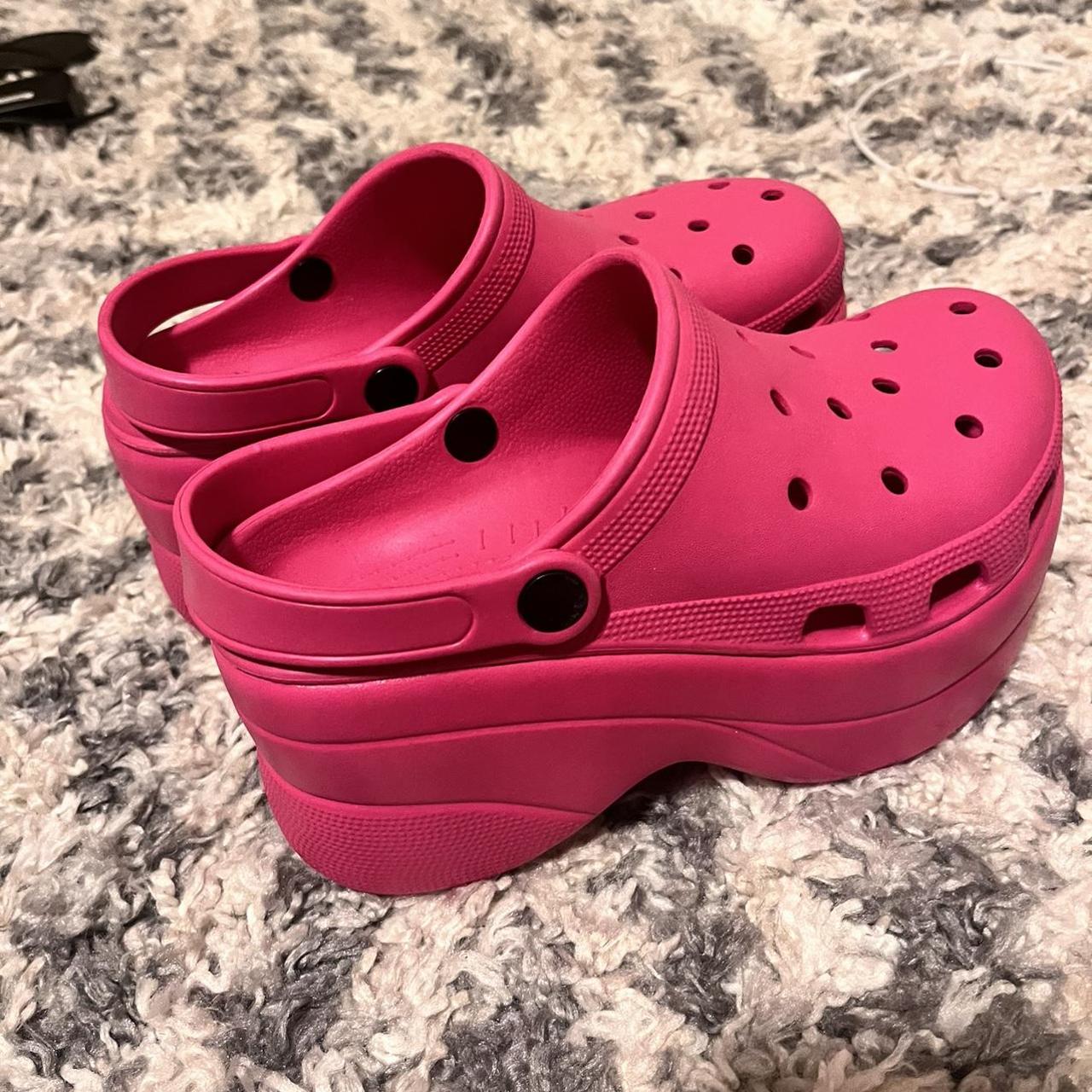 Bright Hot Pink Crocs High Platform Sandal Shoes Depop