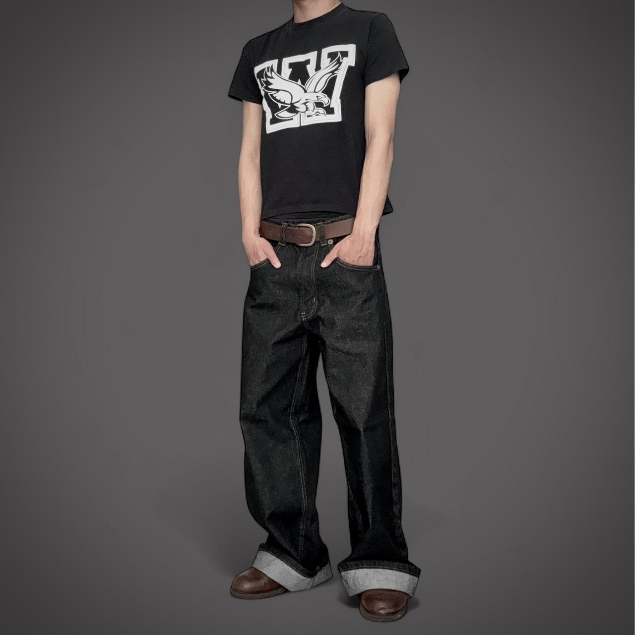 kno betta ultra wide leg raw denim jeans very nice,... | Depop