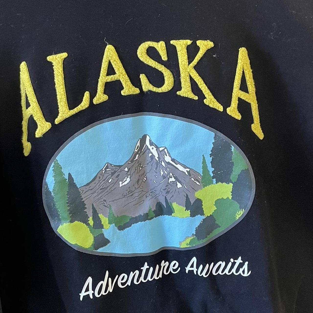 Alaska Pullover, fuzzy patchwork lettering,... - Depop