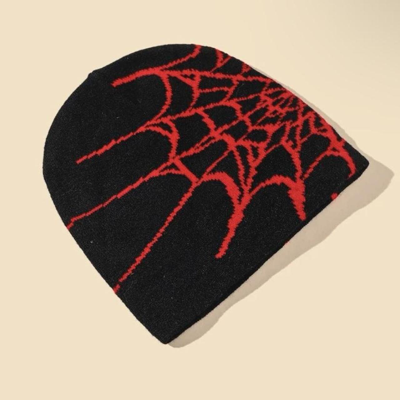 Red and Black Spider Web Beanie Contact Me For... - Depop