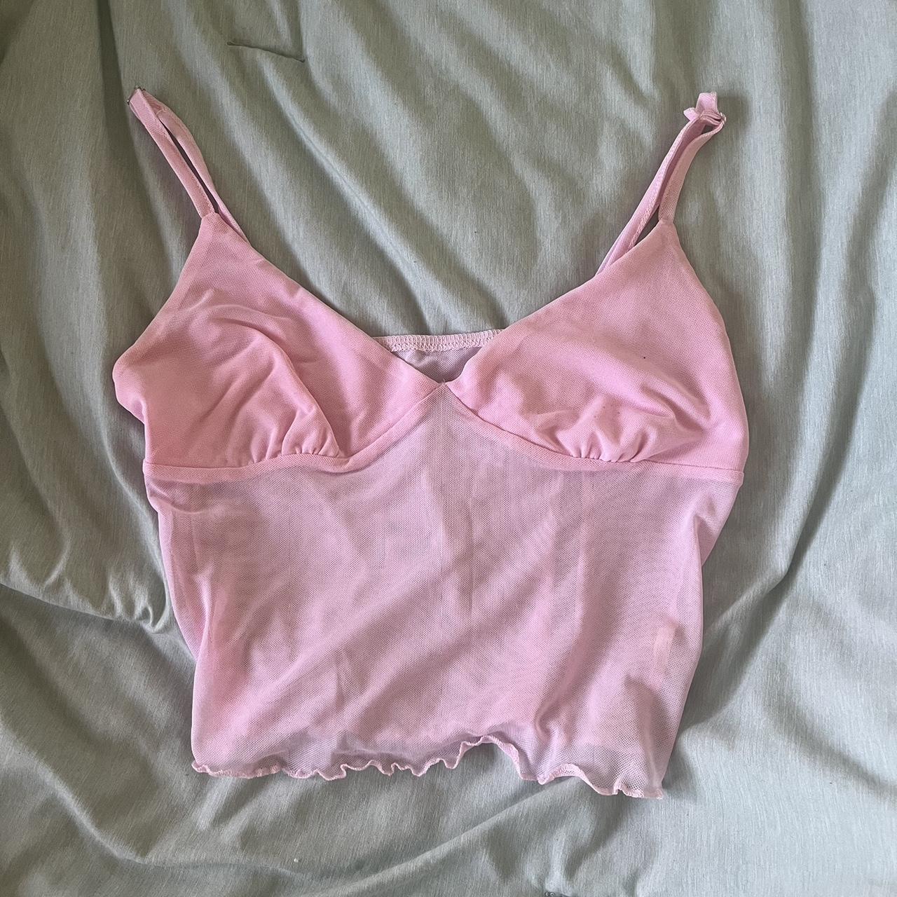 PINK MESH TOP perfect condition, tried on once a... - Depop