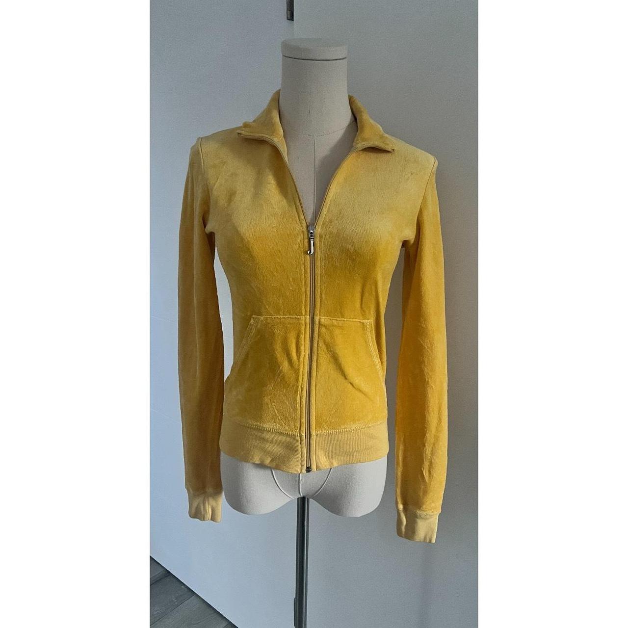 small yellow velour Juicy Couture tracksuit zip-up... - Depop