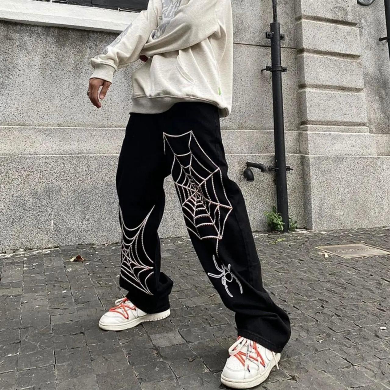 Spiderweb printed pants “15%” special sale to... - Depop