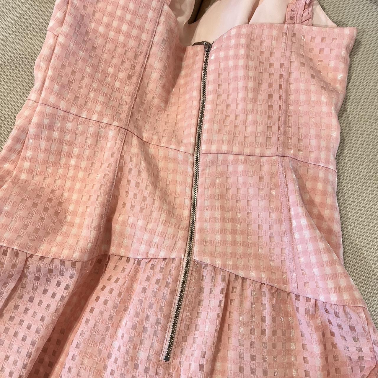 CUE SHEER CHECK ORGANZA DRESS SIZE 8 FREE... - Depop